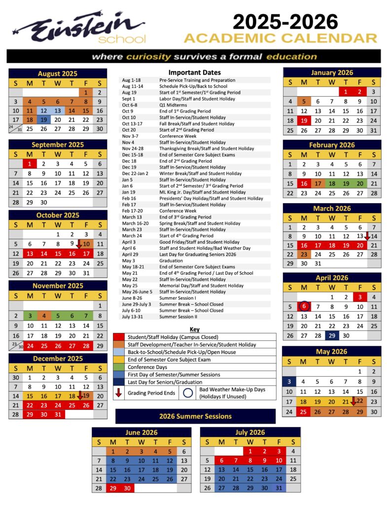 Academic Calendar - The Einstein School