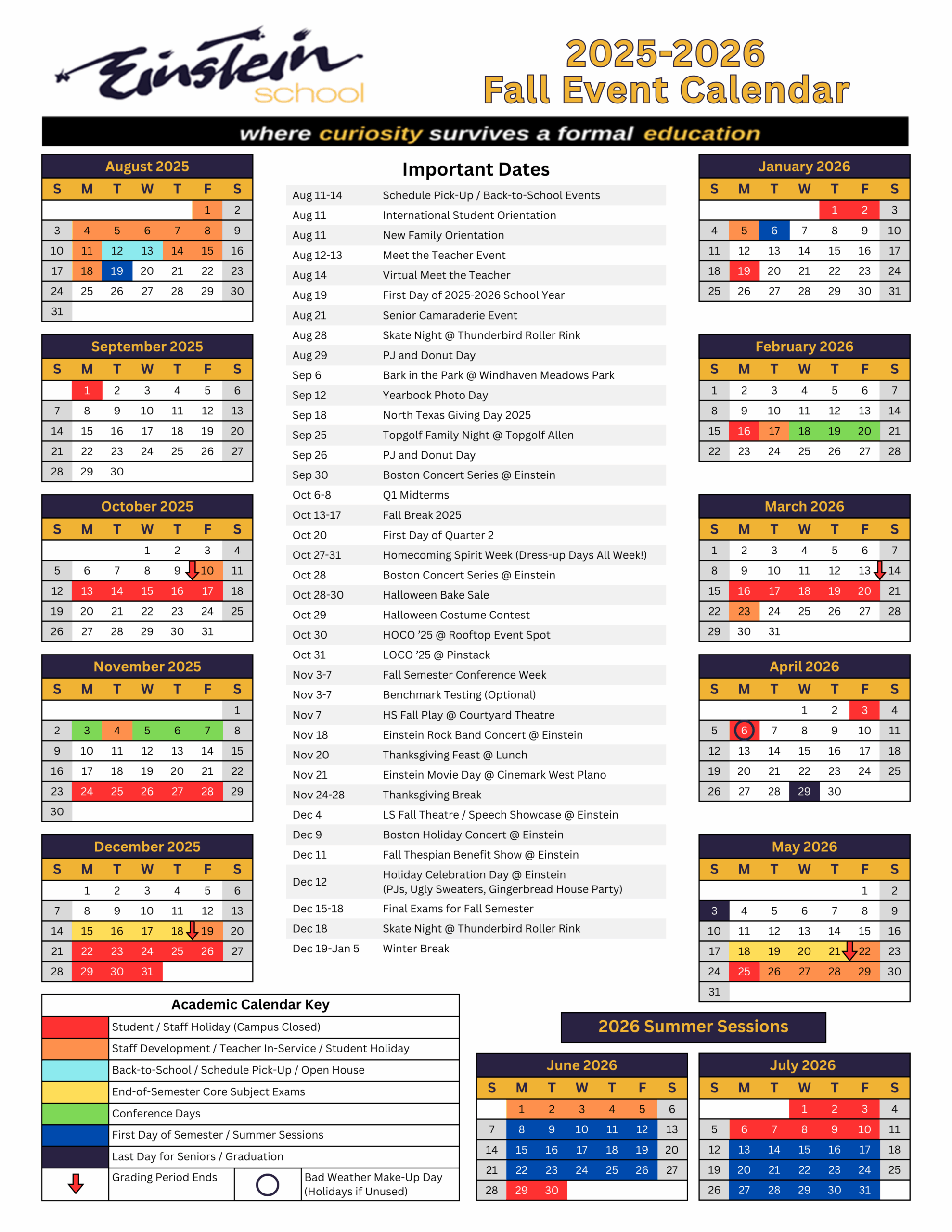 Events Calendar - The Einstein School